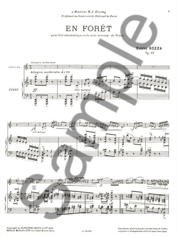 En Forêt - Eugène Bozza - Partition