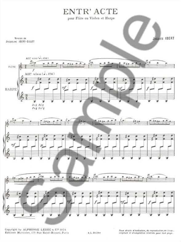 Jacques Ibert - Entr'acte - Flûte harpe - Partition - di-arezzo.fr Jacques Ibert - Entr'acte - Flûte harpe - Partition - di-arezzo.fr