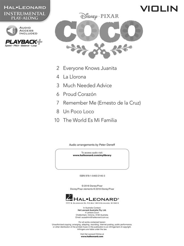 Coco - Musique du Film - DISNEY / PIXAR - Partition