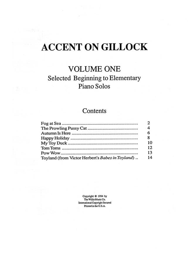 Accent on Gillock Volume 1 - William Gillock - Partition