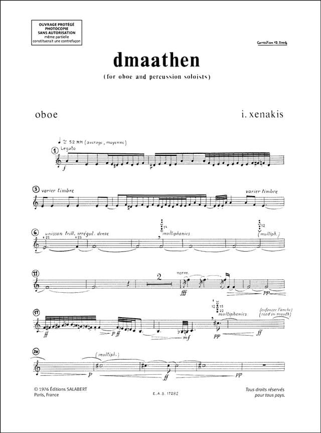 Iannis Xenakis - Dmaathen - Parti - Partition - di-arezzo.it