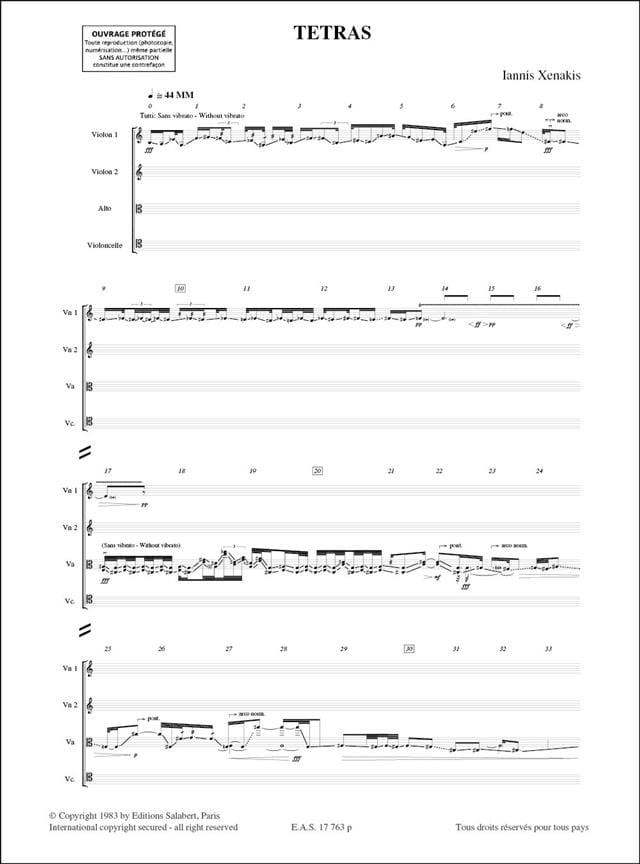 Iannis Xenakis - Tetras - Conductor - Partition - di-arezzo.es
