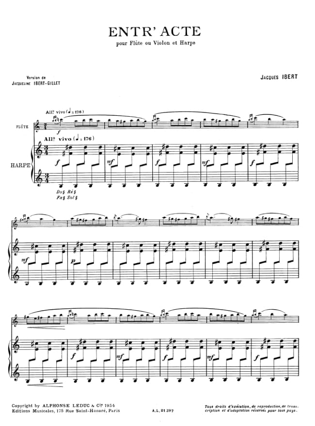 Jacques Ibert - Entr'acte - Flûte harpe - Partition - di-arezzo.fr Jacques Ibert - Entr'acte - Flûte harpe - Partition - di-arezzo.fr