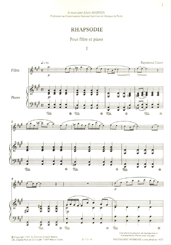 Rhapsodie - Raymond Guiot - Partition